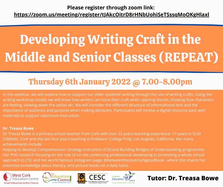 Developing Writing Craft in the Middle and Senior Classes (REPEAT)-Primary