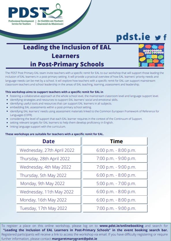 PDST - Leading the Inclusion of EAL Learners in Post-Primary Schools ...